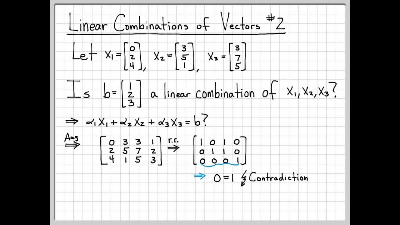 Linear Algebra Example Problems - Linear Combination of Vectors #2