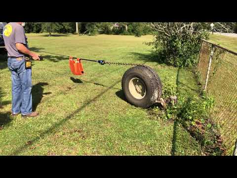 Stump pulling with a spare tire