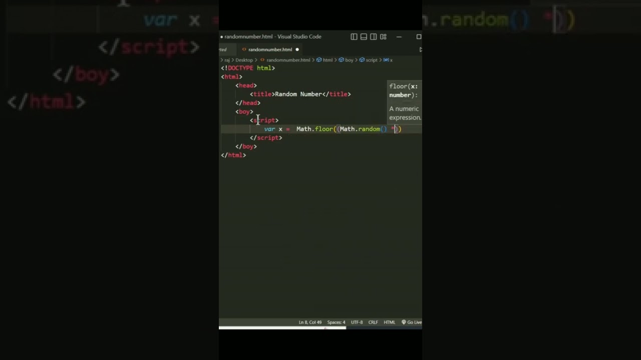 random number  | random number javascript  | generate random number in javascript #shorts #random