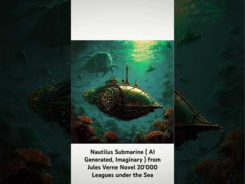 Nautilus Submarine ( AI Generated, Imaginary ) from Jules Verne Novel 20'000 Leagues under the Sea