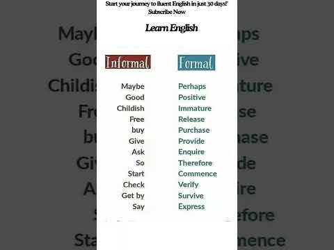 informal vs formal English words #english #shorts #knowledge