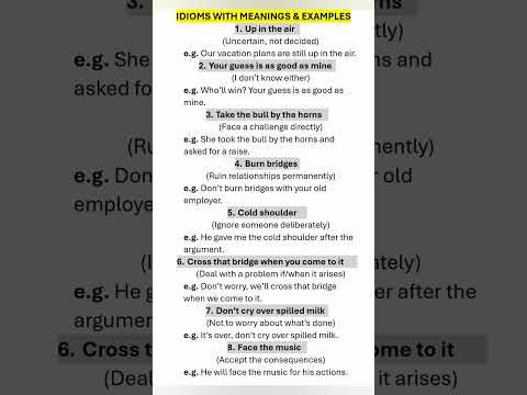 Idioms. Common idioms & meanings. Eng Vocabulary. Learn English Lesson. Advanced English. IELTS Prep