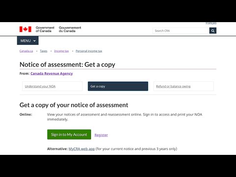 How do I get my Notice of Assessment from CRA? Canada Revenue Agency