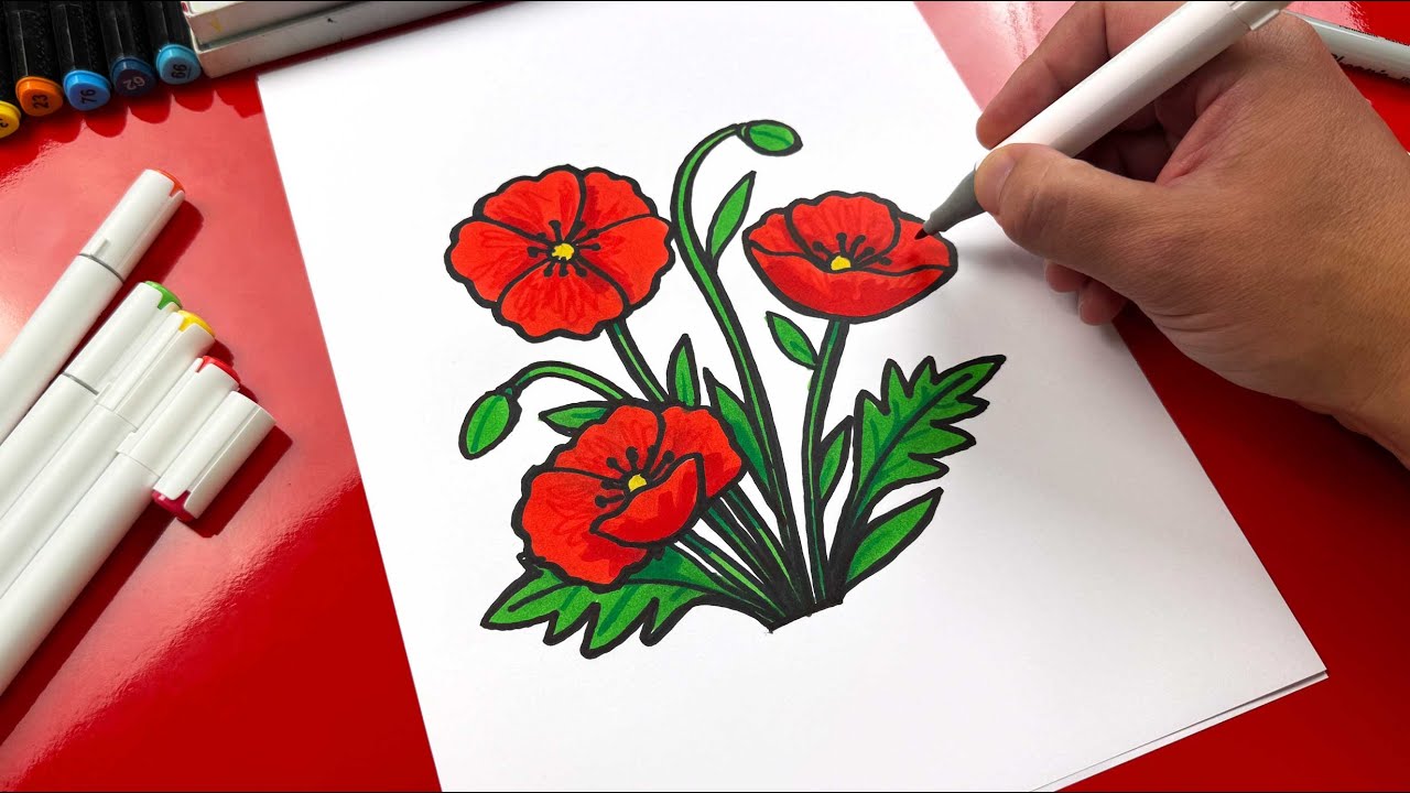 How To Draw Poppy Flowers – For Memorial Day