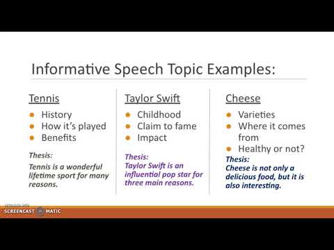Introduction to Informative Speech - Topics & Subtopics