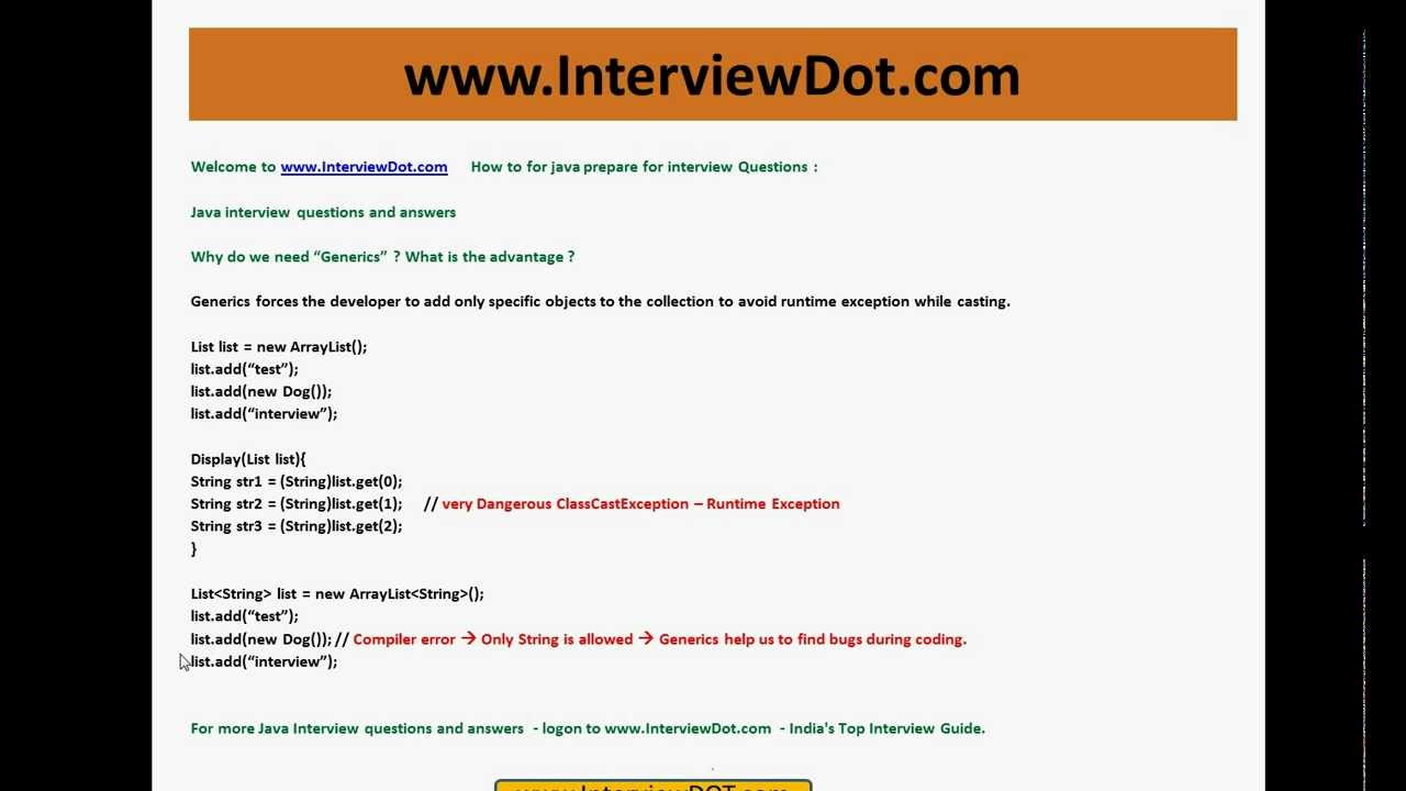 java interview question and answer what is generics in java