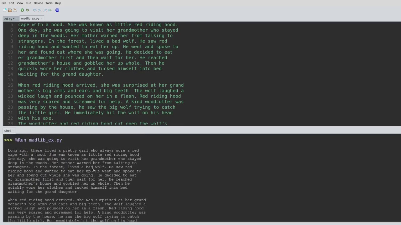 Create a Mad lib app in python 3 THE OLD WAY