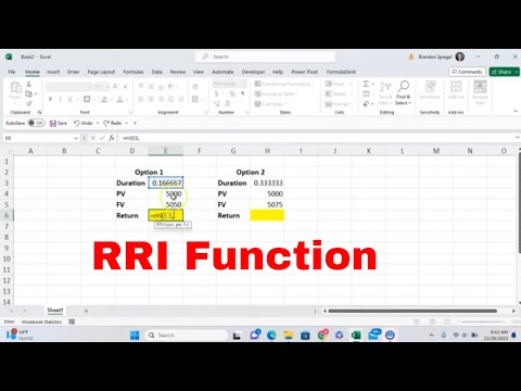 How to Use the RRI Function in Microsoft Excel to Calculate Equivalent Interest Rate for Investments