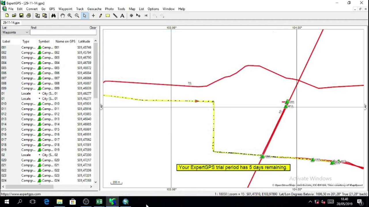 Expertgps. export track in shp