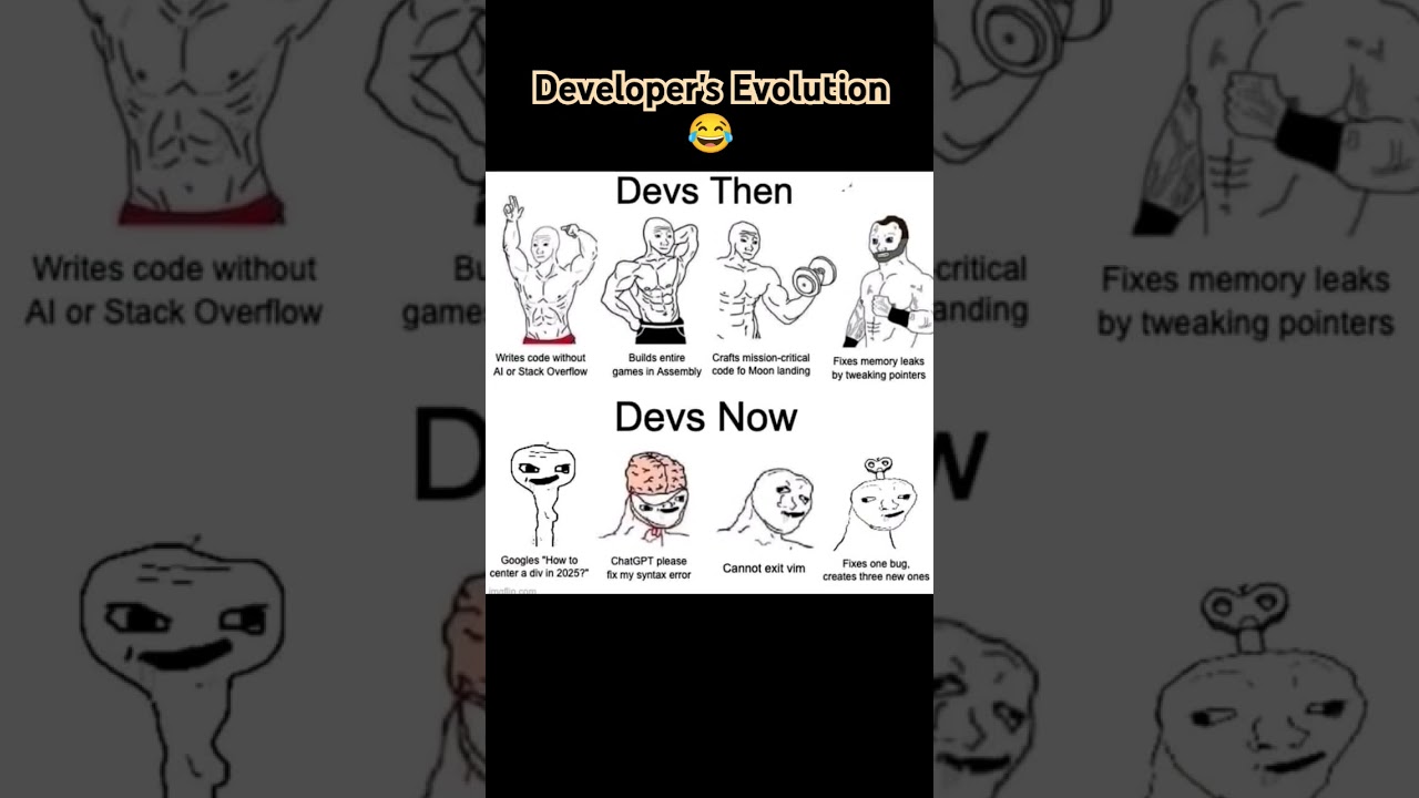 Devs Then vs. Now: Have Programmers Lost Their Edge? 😂💻. #programmerhumor #codingmemes #funnyshorts