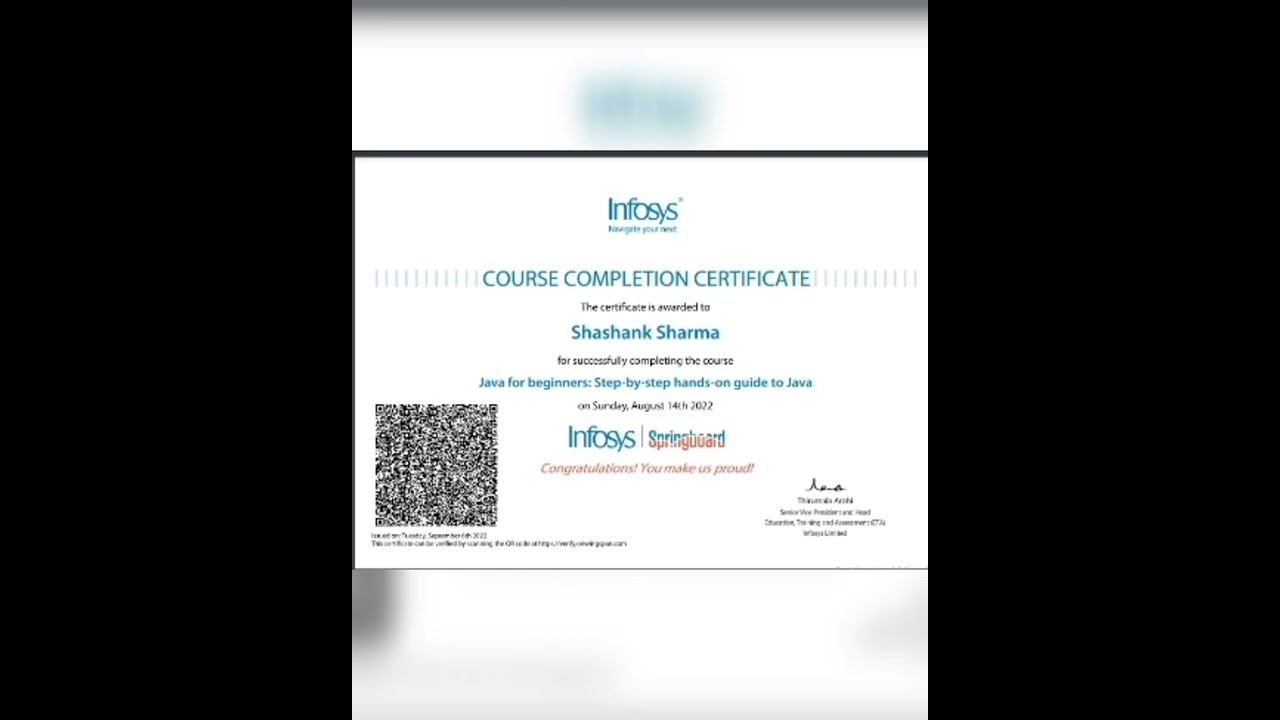 got certificate for being java developer from #infosys