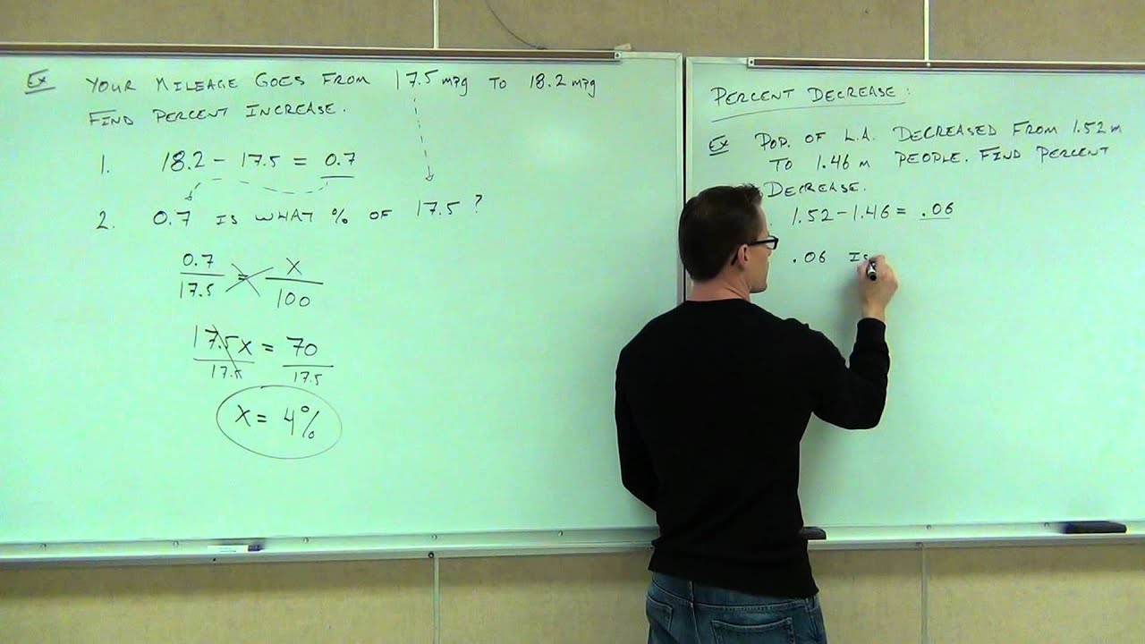 Prealgebra Lecture 7.4:  Finding Percent Increase and Percent Decrease