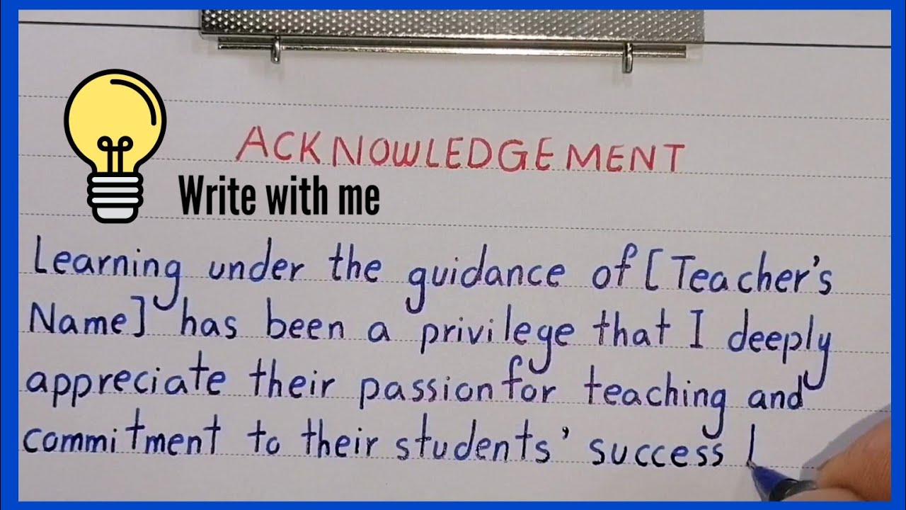 Acknowledgement | How to write Acknowledgement | School Project File | Acknowledgement for File
