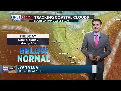Slightly warmer Wednesday, tracking coastal clouds