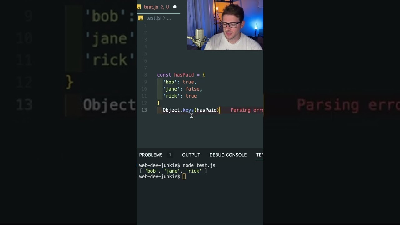 How to get all of the keys in a javascript object #shorts