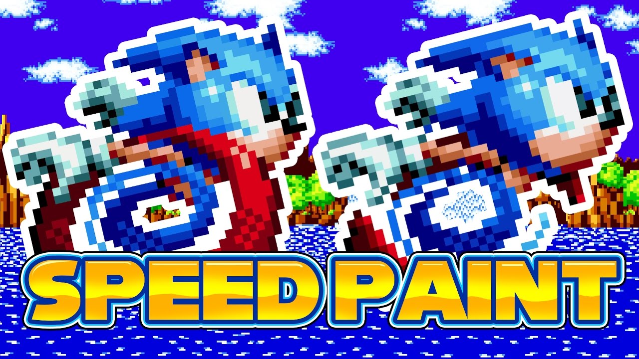 Sonic Mania Pixel Art Peel Out Running Speed Paint