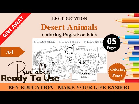 FREE Desert Animals Coloring Pages For Kids, Color and Learn 5 Pages