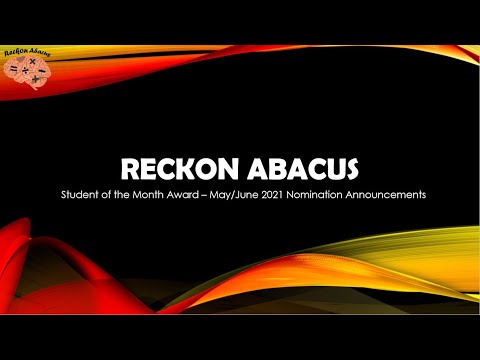 Reckon Abacus | Student of the Month Award Nominations | May-June 2021