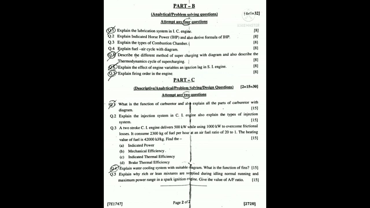 I.C. Engines | 7th sem | (main) paper | 2021