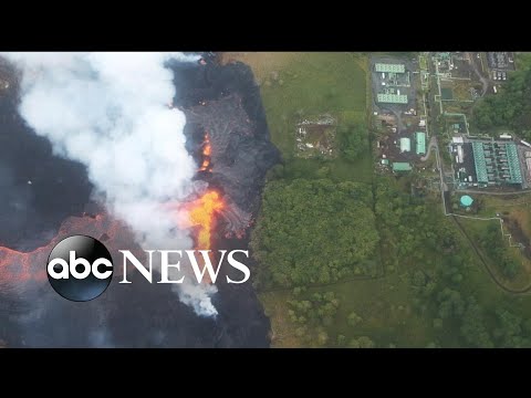 Lava from the Kilauea volcano can be seen from space