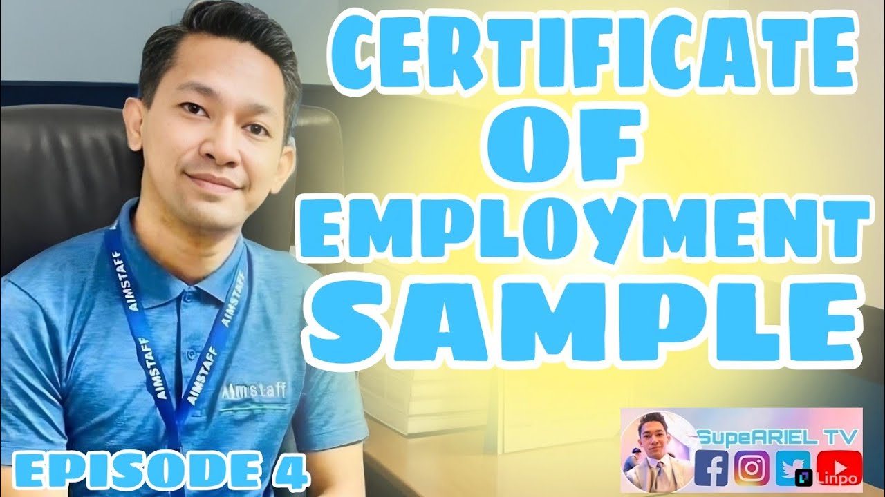 CERTIFICATE OF EMPLOYMENT SAMPLE | TRABAHO TIPS | HR ARIEL | SupeARIEL TV