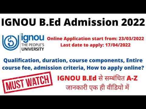 IGNOU B.Ed Entrance Test 2022 | B.Ed course eligibility criteria and fee structure
