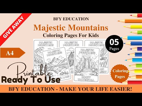 FREE Majestic Mountains Coloring Pages For Kids 5 Pages