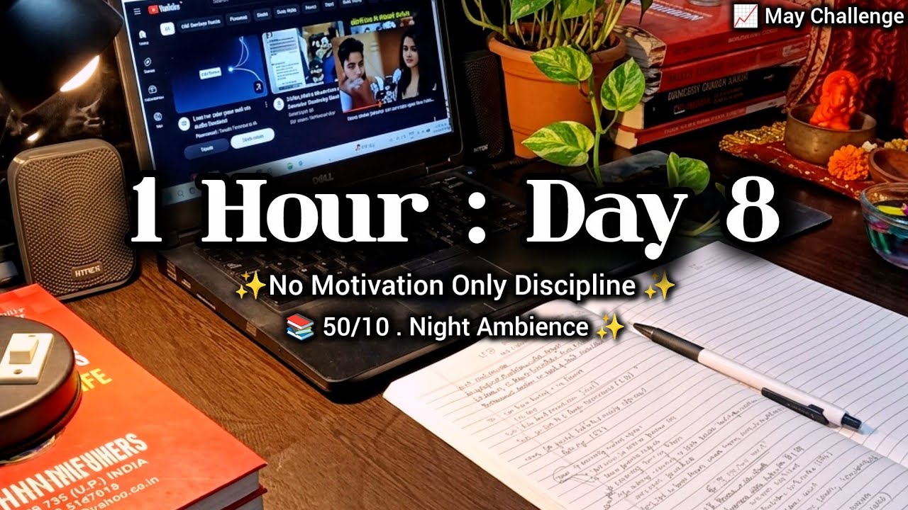 1 Hour Study With Me 🌙Real Time Night Study Session | 50/10 Pomodoro | No Motivation Only Discipline