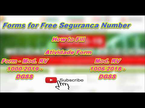 How to fill forms for Free Seguranca Number! #Atividade #Mod.RV 1000/2019 DGSS #Mod.RV 1006/2018