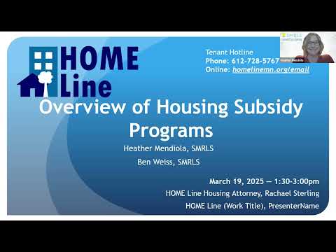 3/19/25 Tenant/Landlord Webinar — Overview of Housing Subsidy Programs