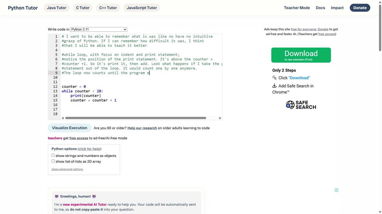 Python while loops with print function inside and outside the loop.