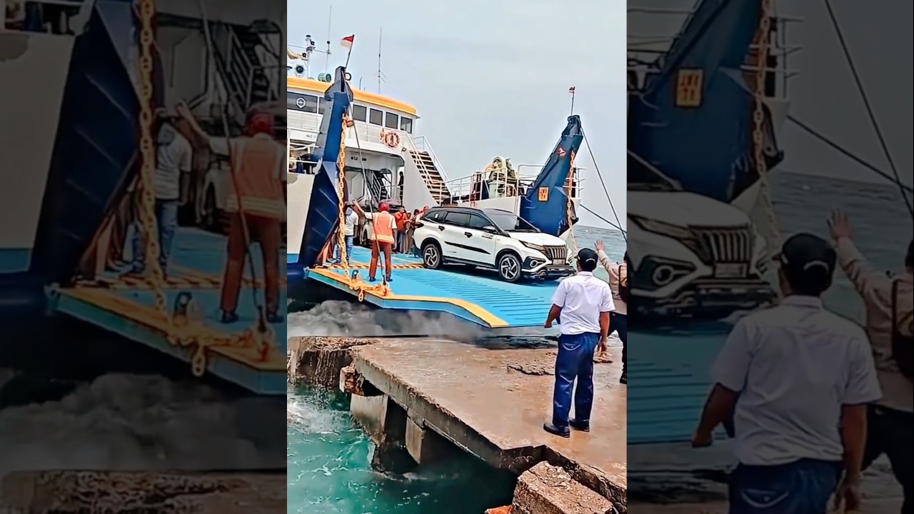 The process of disembarking cars from the ferry