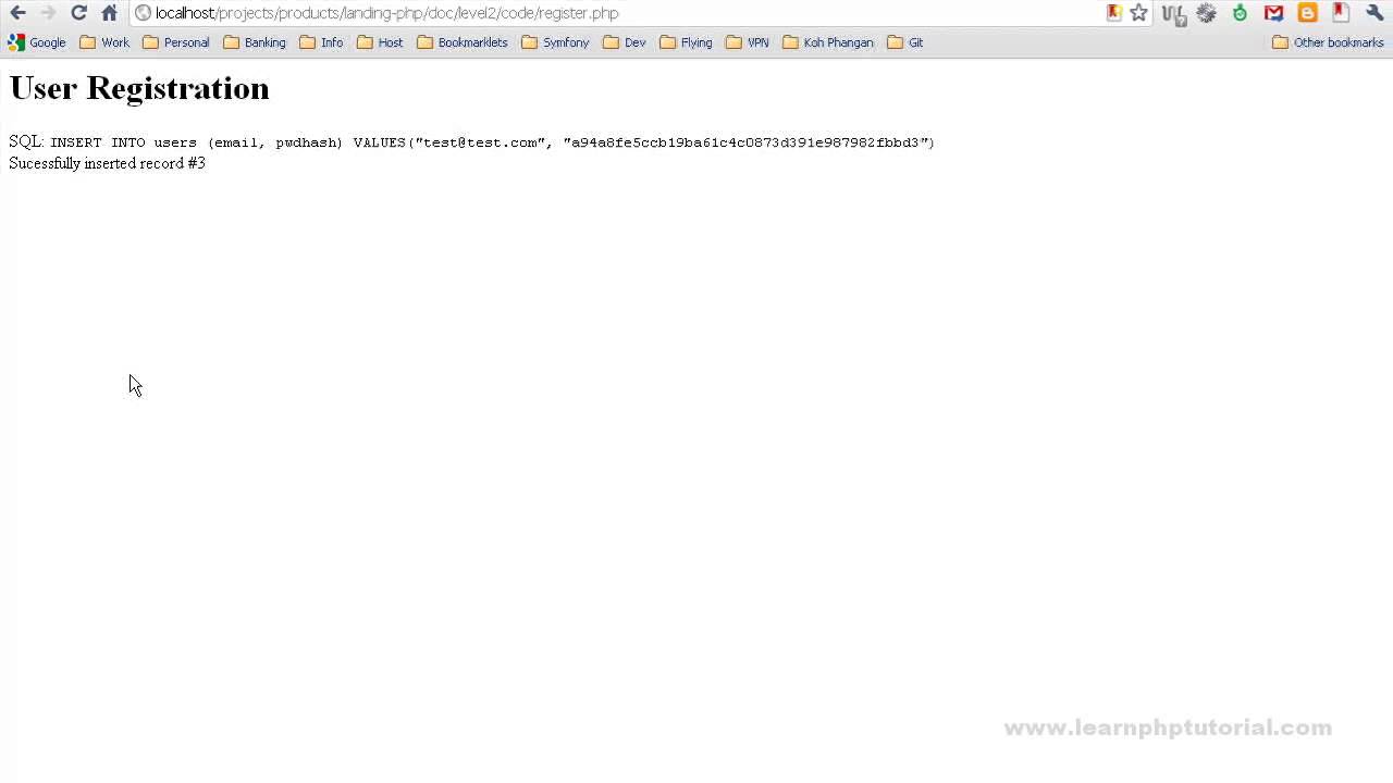 LearnPHP Tutorial Level 2, Chapter 6. Storing PHP information in a MySQL database