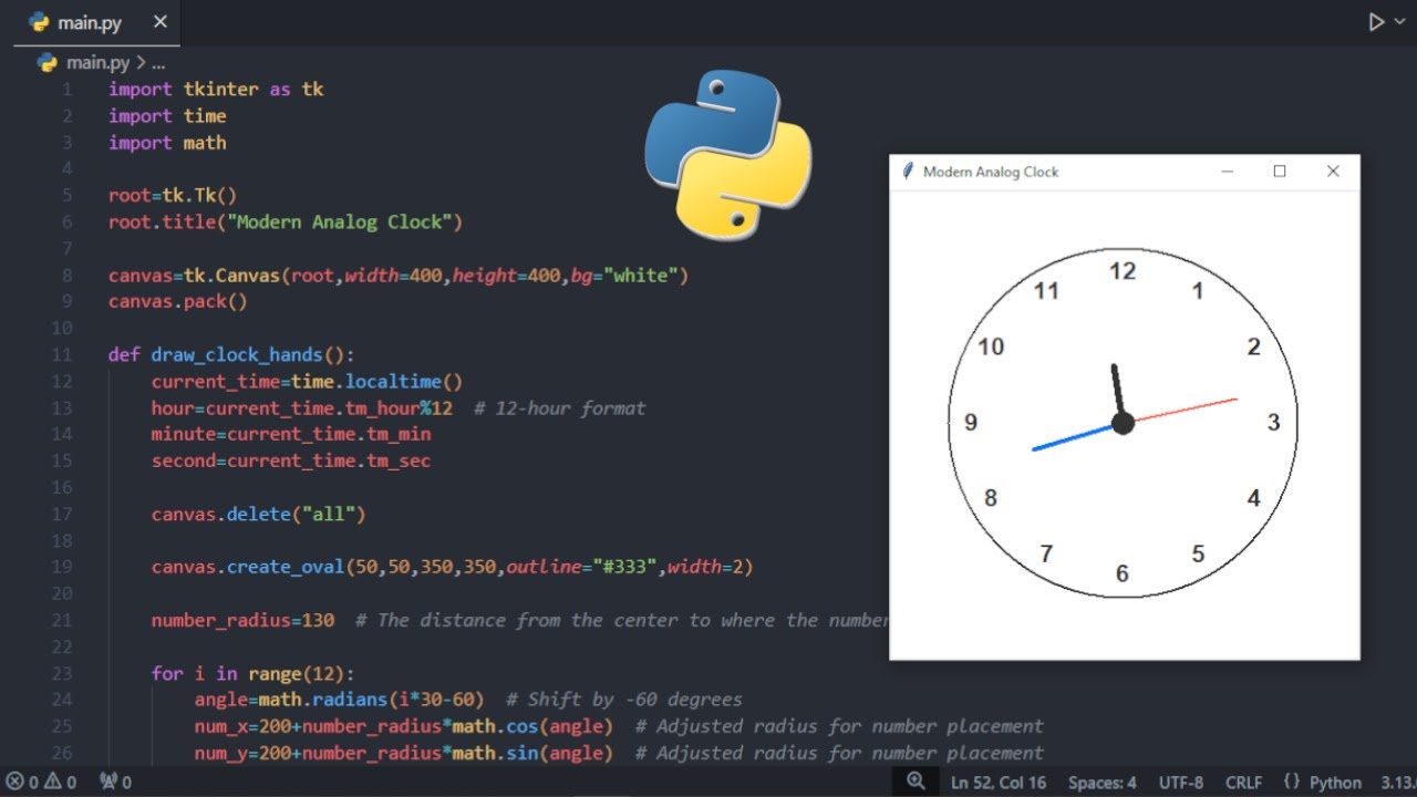 Create an Analog Clock in Python with Tkinter
