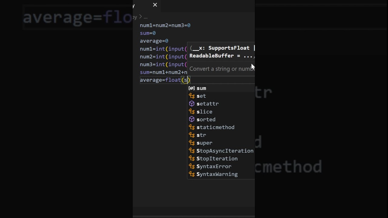 How to find average of numbers in Python || #coding #python #shorts