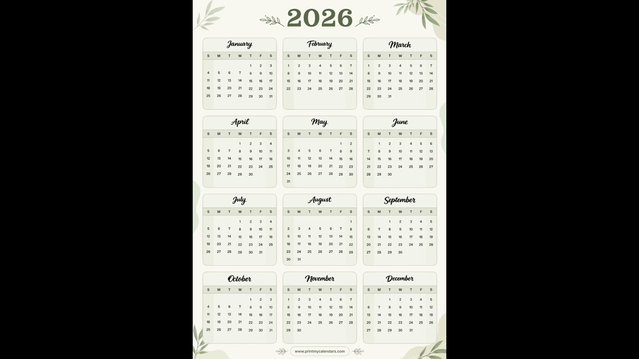 2026 Calendar Printable | Free PDF Download (US) | A4 & Letter Size #2026 #2026calendar #calendar