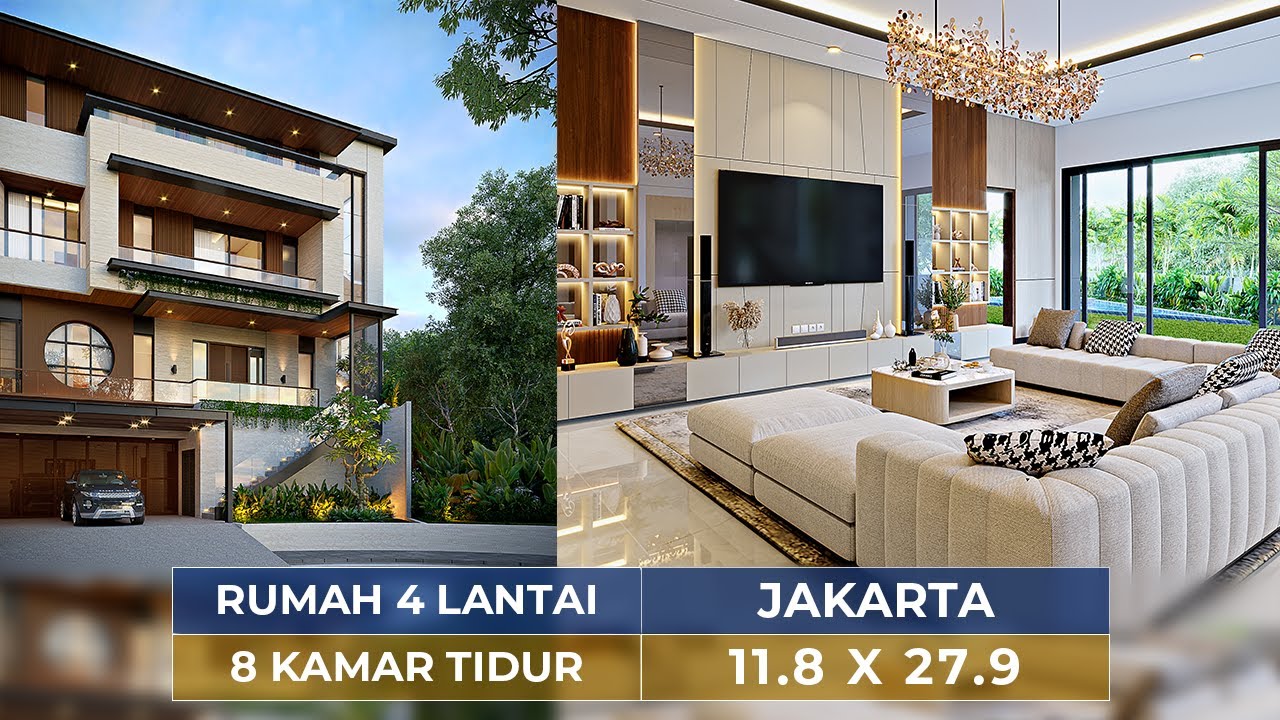 Video 3D Desain Rumah Modern 4 Lantai Bapak HD 1682 - Jakarta