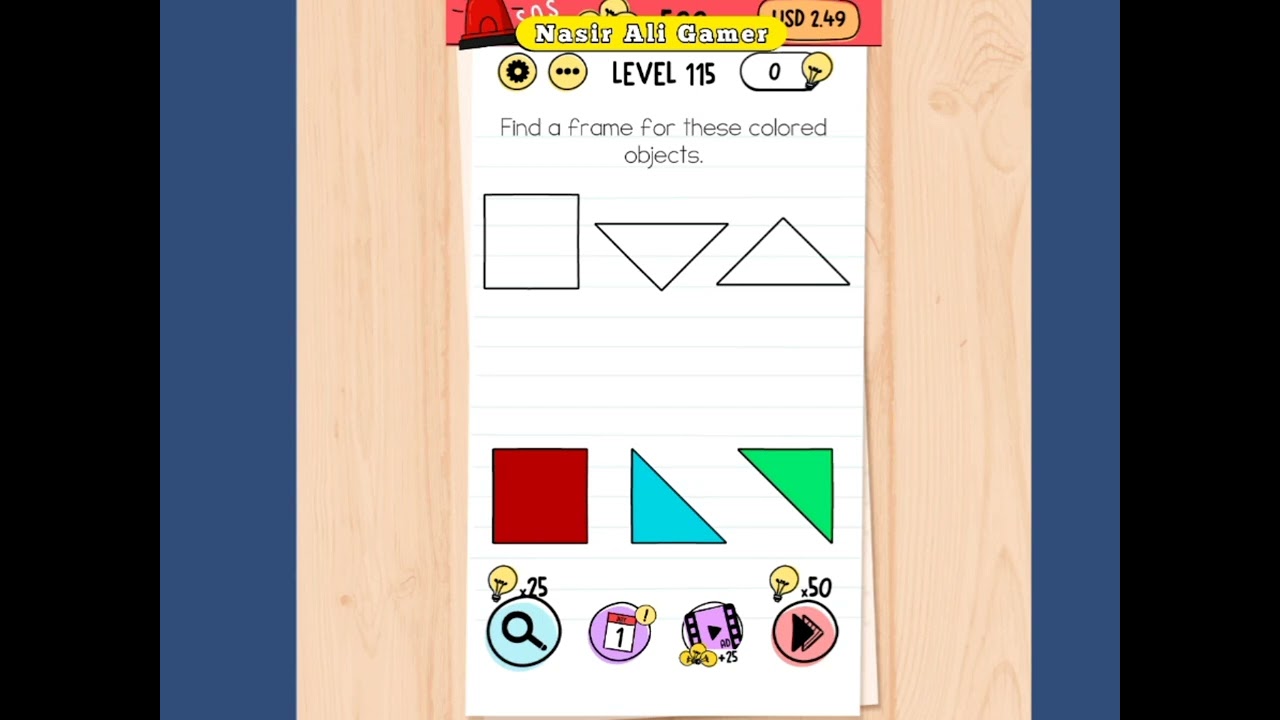 Brain test Level 115 Find a frame for these coloured object   Walkthrough