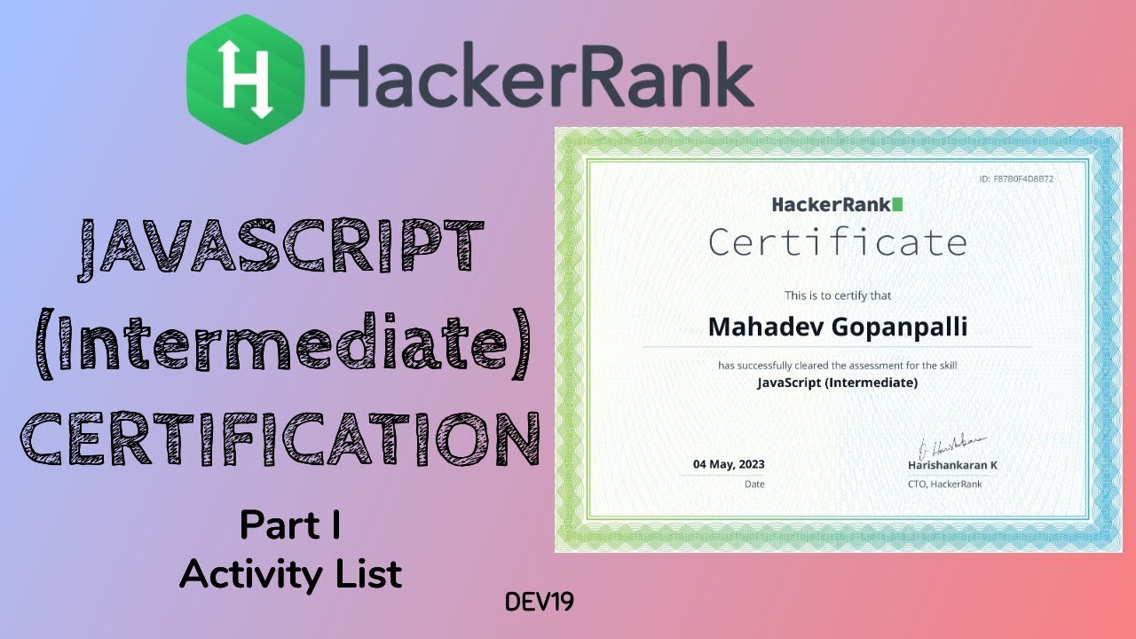 JavaScript (Intermediate) | Activity List Problem | Hackerrank Certifications  #HackerankSolutions