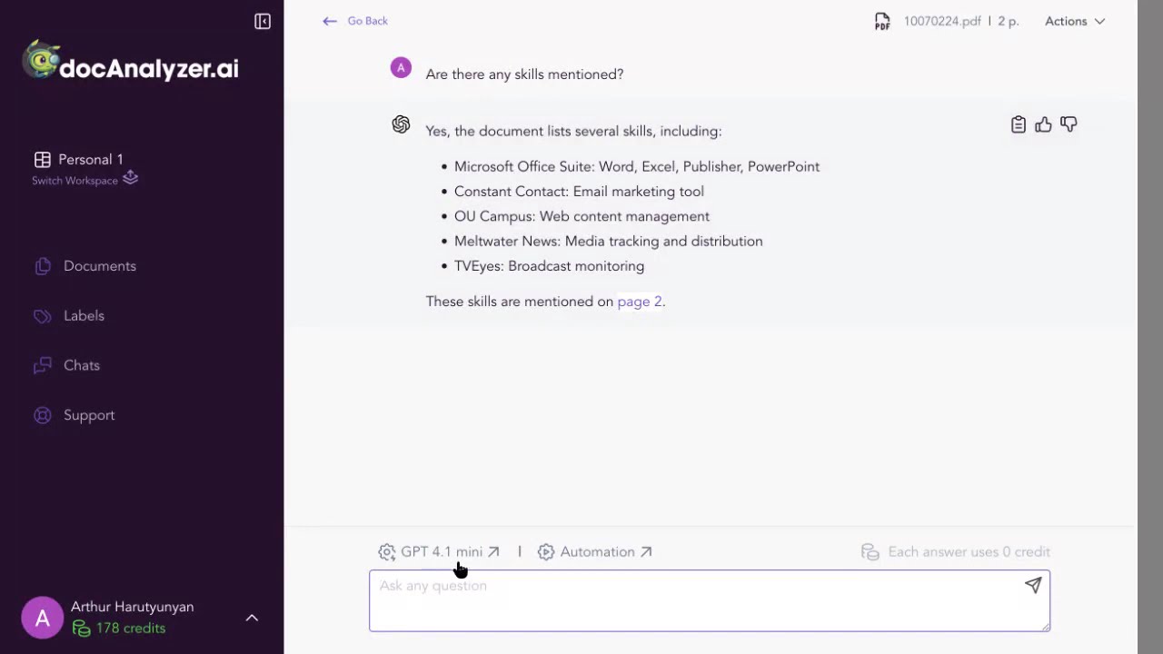 How to Chat with Documents & Data in docAnalyzer.ai