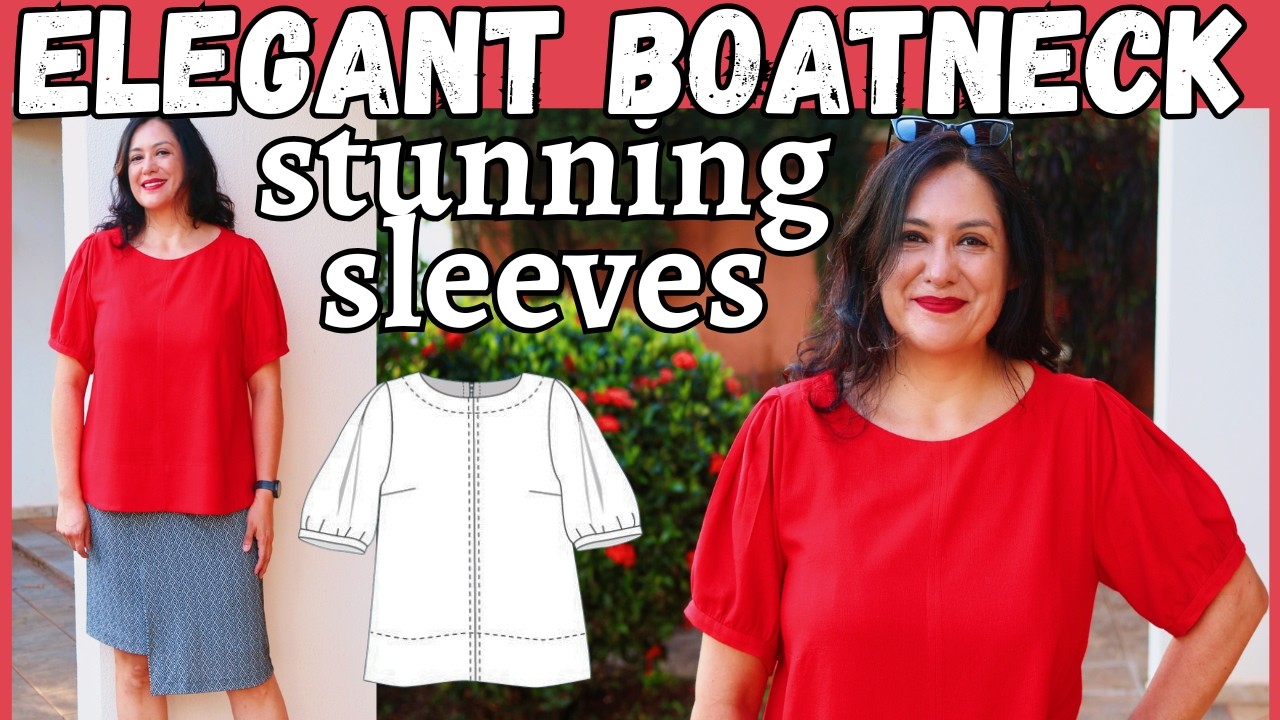 CLASSY Boatneck blouse & stunning SLEEVES. Thea (Sinclair patterns) Cup sizes :)