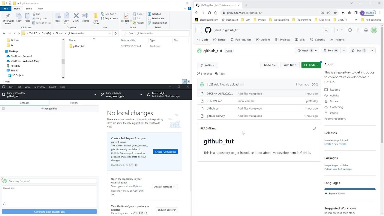 Introduction to Collaborative Development with GitHub: Edit, Commit, Push, Pull