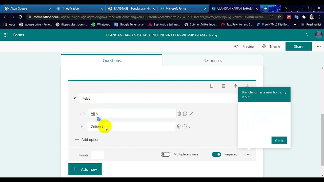 MEMBUAT UJIAN ONLINE DENGAN OFFICE FORM