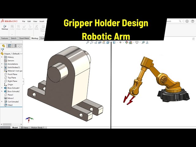 Creating Gripper Support for Robotic Arm in SOLIDWORKS | Galaxy.ai
