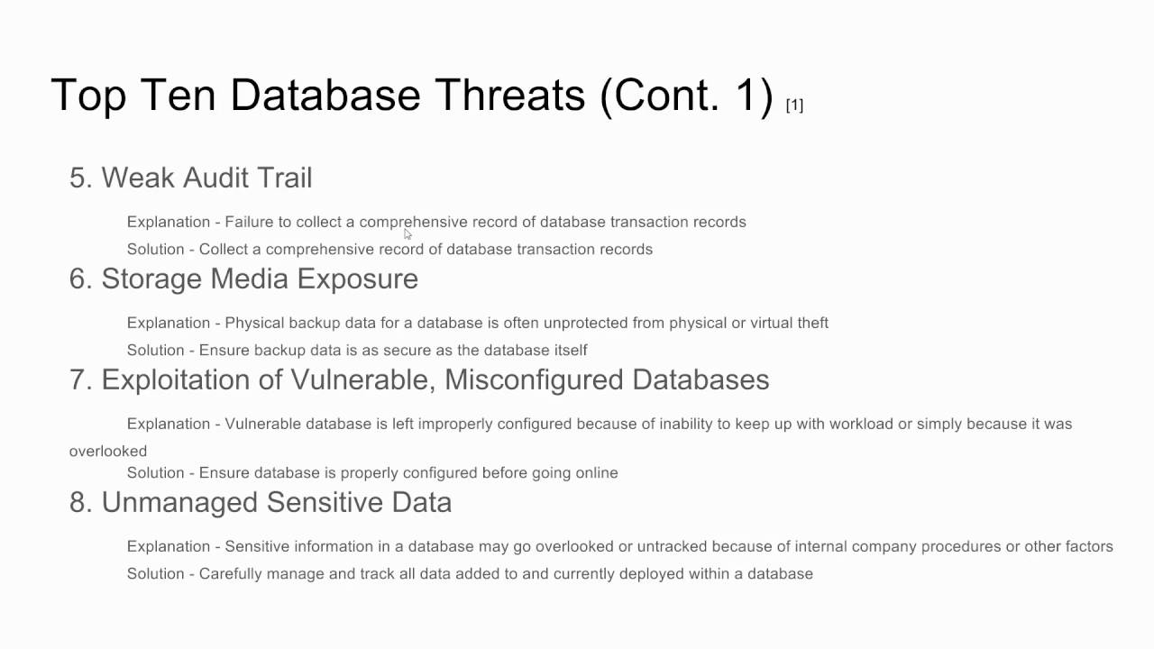 SER322 - Topic Presentation (Database Security)