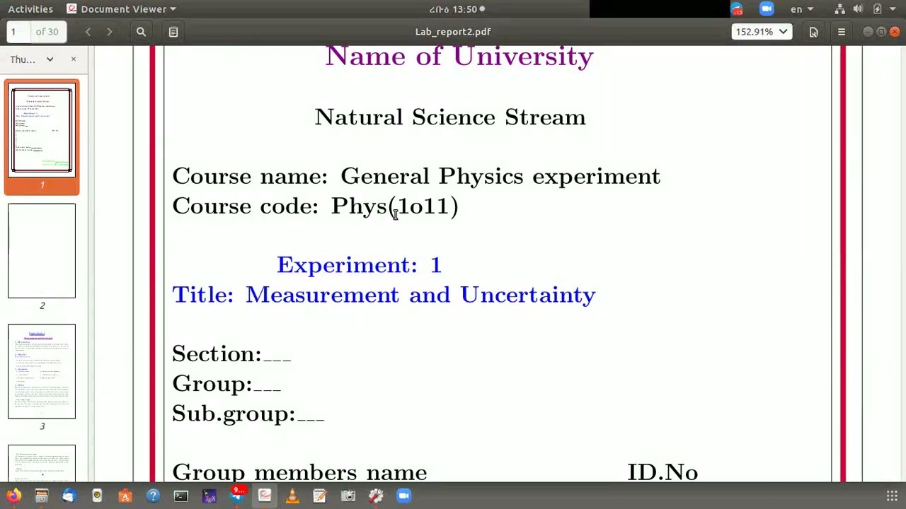 Cover page of Lab report