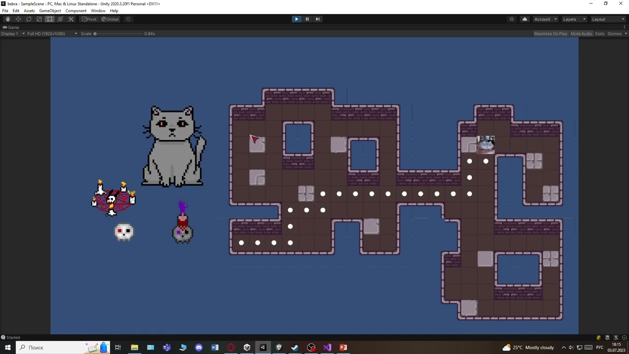 A* algorithm implementation in Unity.