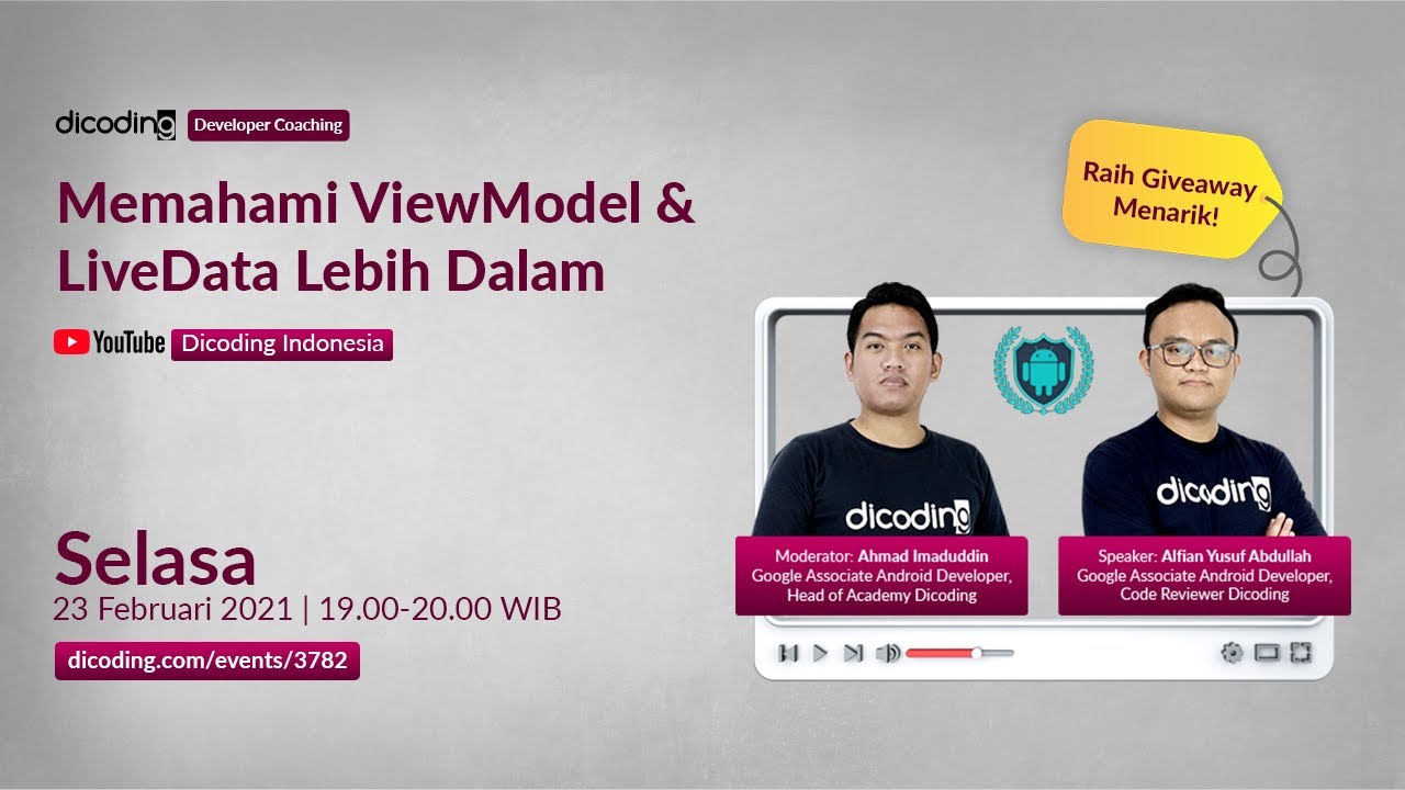 Dicoding Developer Coaching #24: Android | Memahami ViewModel & LiveData Lebih Dalam