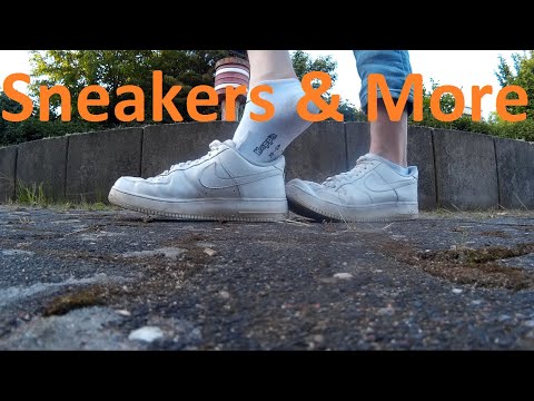 White Nike Air Force 1 shoes and White Kappa socks