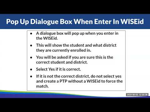 WISEid Match in the PTP